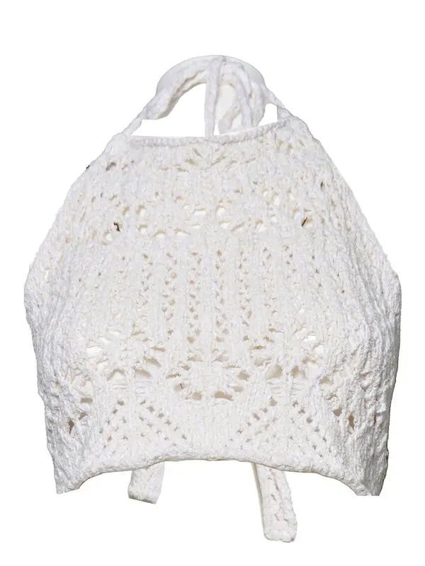 Alanui Crochet Halter Neck Top - Beige