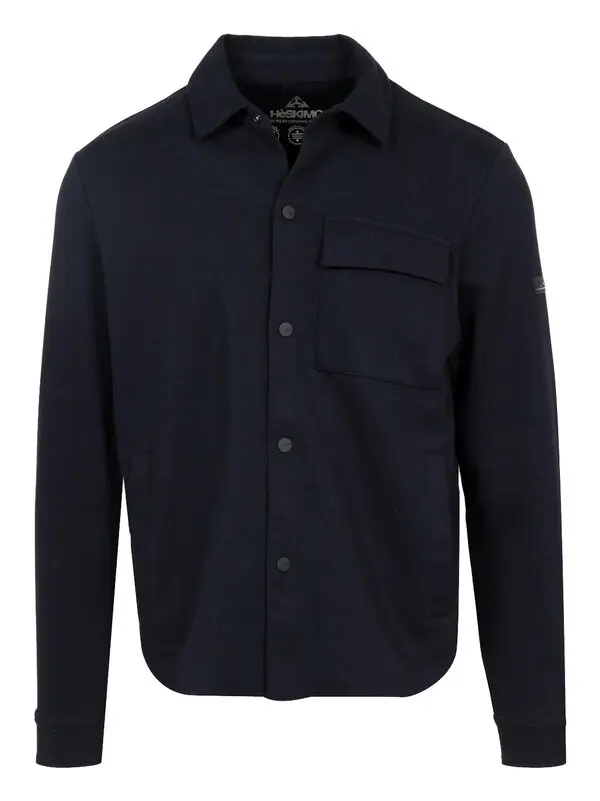 HESKIMO Long Sleeve Button-up Shirt With Pocket Detail - Blue
