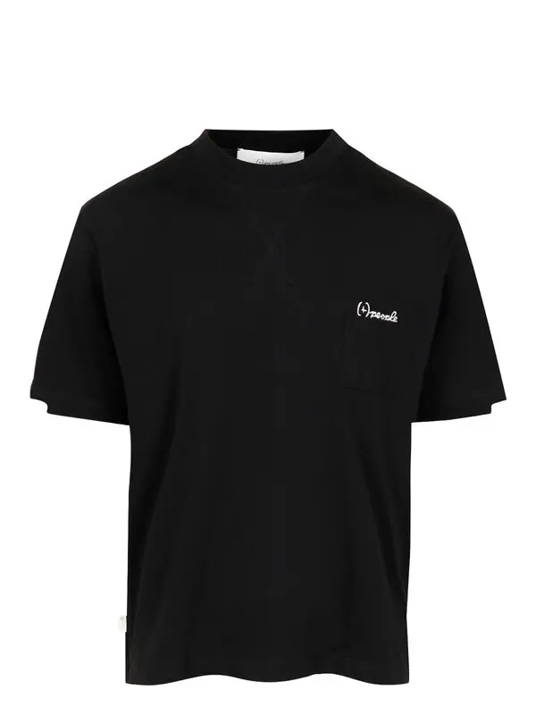 PEOPLE Cotton Jersey Crewneck T-shirt With Embroidered Logo - Black