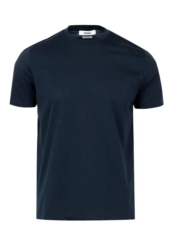 HESKIMO Crew Neck Short Sleeve Cotton T-shirt - Blue