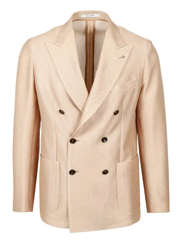 Tagliatore Double-breasted Peaked Lapel Blazer - Sand