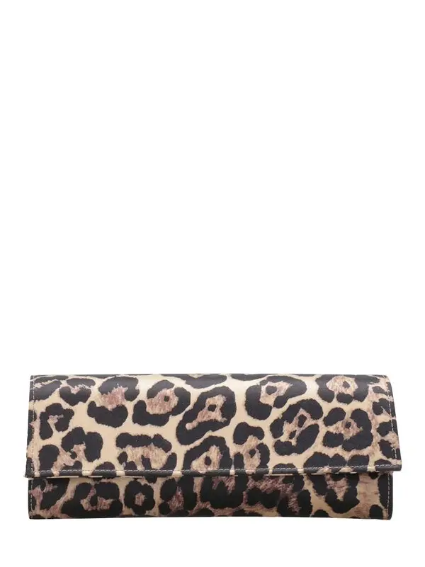 CASTAGNA Leopard Print Opaque Satin Clutch With Metal Chain Strap - Leopardato