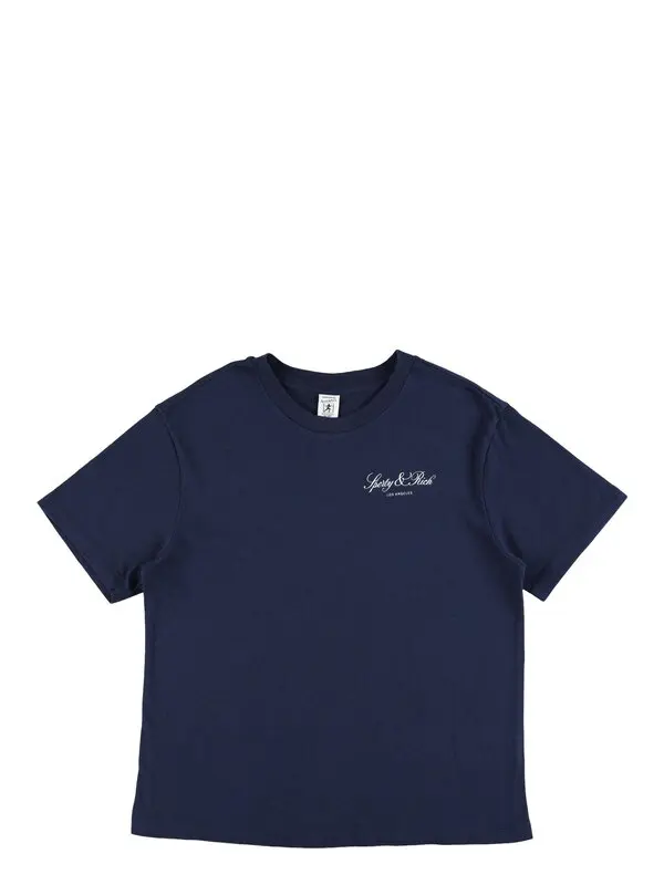 SPORTY & RICH Cotton T-shirt With Vendome La Logo - Blu