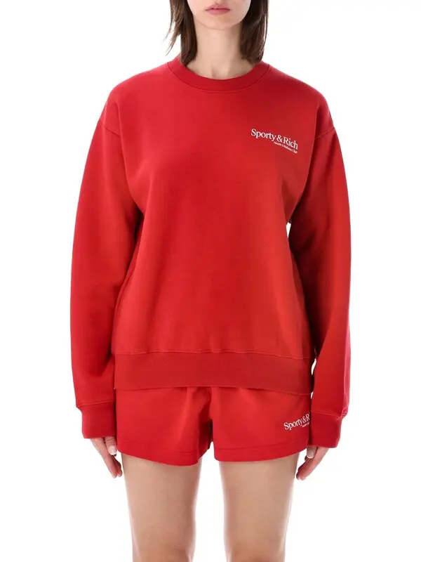 SPORTY & RICH Crewneck Sweatshirt With Graphic Print - Ruby White