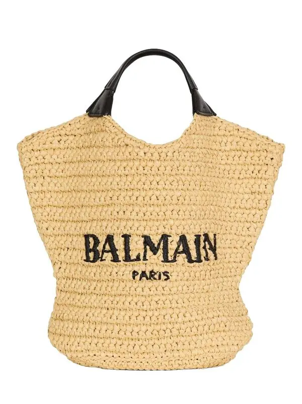 Balmain Crochet Mini Cabas Bag - Beige