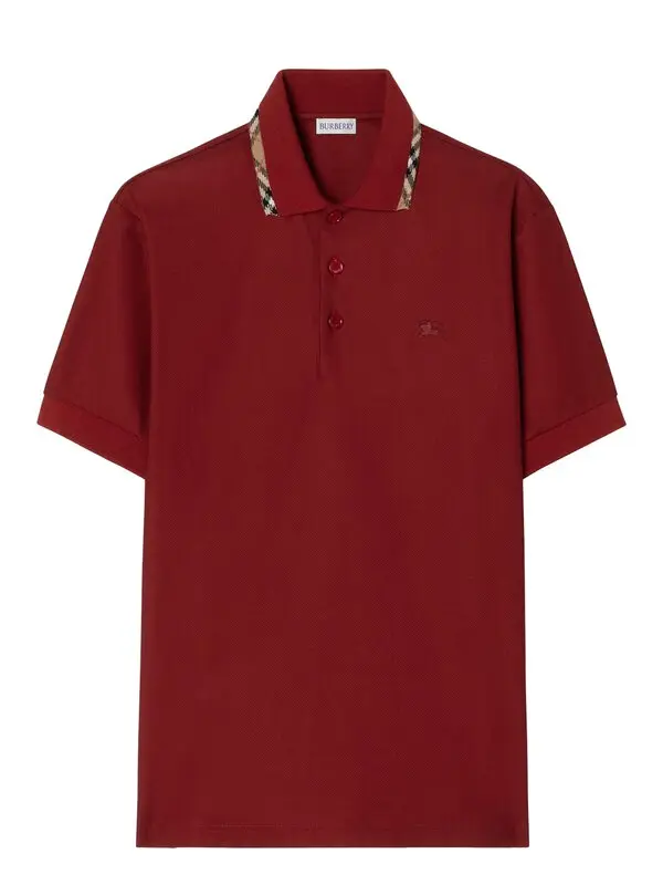 Burberry Cotton Check-trim Polo Shirt - Brown