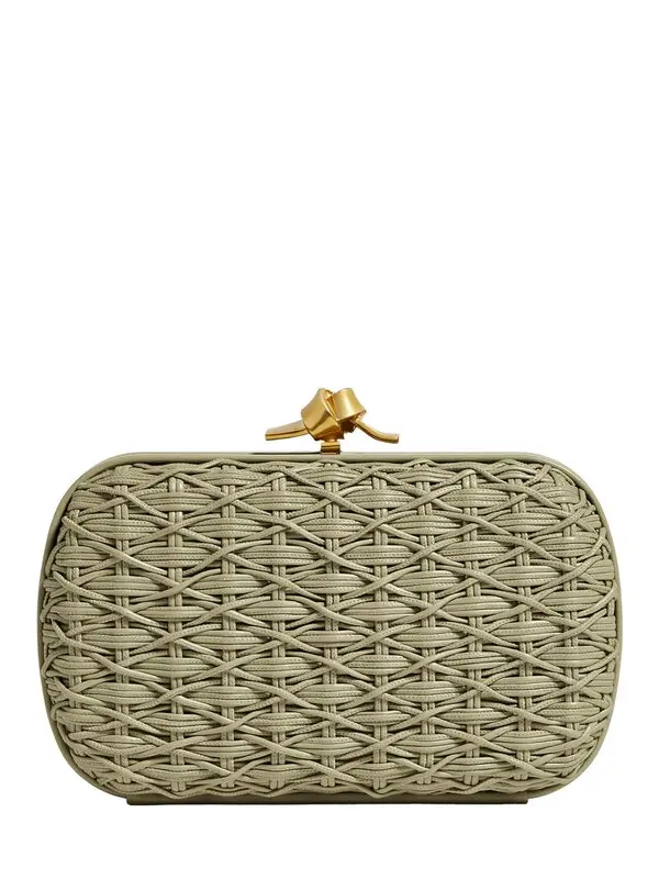 Bottega Veneta Leather Knot Minaudiere Clutch Bag - Grey