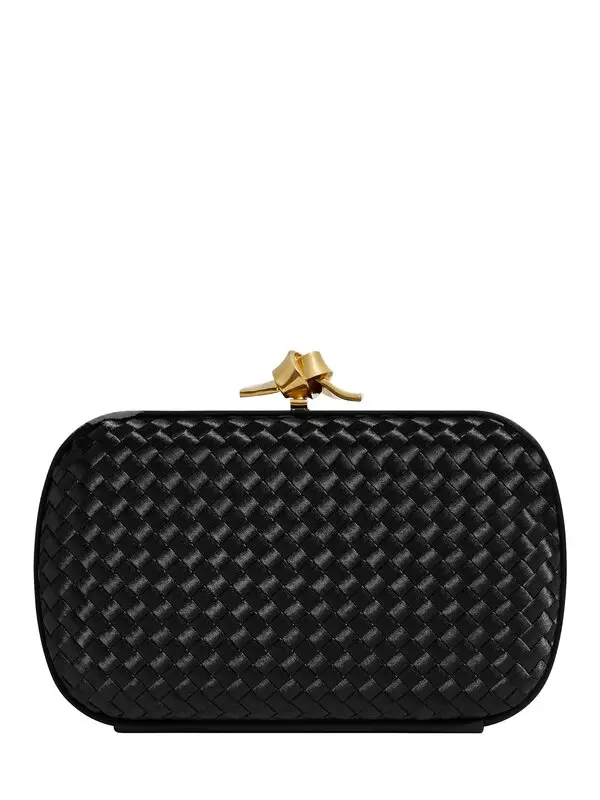 Bottega Veneta Satin Knot Minaudiere Clutch Bag - Black