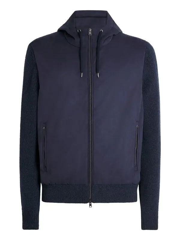Herno Wool Blend Zip-up Hybrid Jacket - Blue