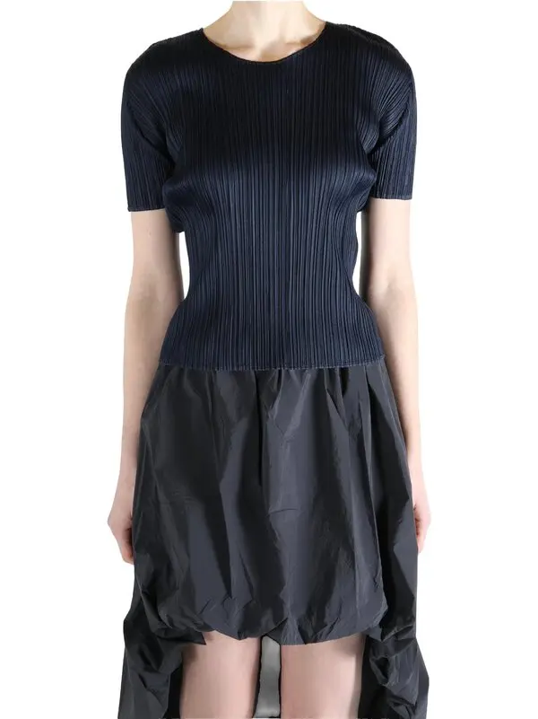 Issey Miyake Short Sleeve Pleated Top - Black