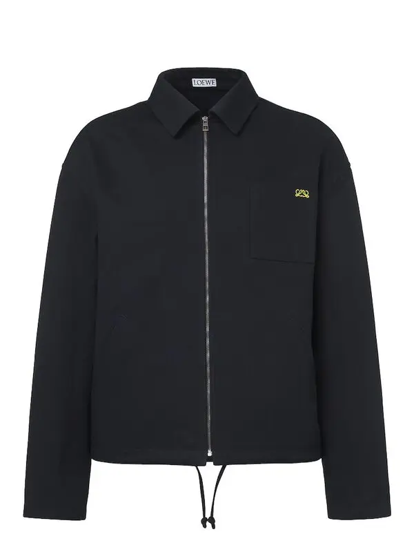 Loewe Logo Embroidered Cotton Jacket - Blue