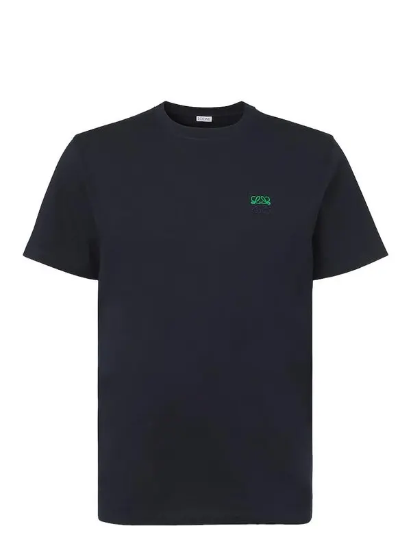 Loewe Logo Embroidered Cotton T-shirt - Blue