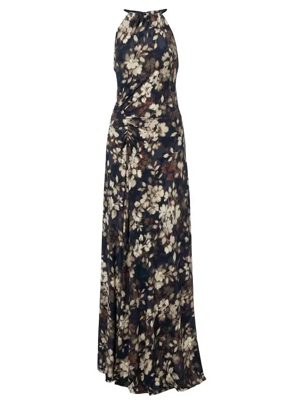 Simkhai Cerin Gathered Floral Halterneck Maxi Dress - Multicoloured