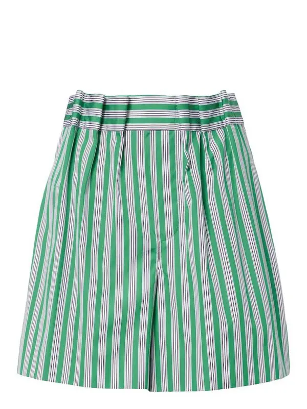 Loewe Striped Cotton Poplin Shorts - Green