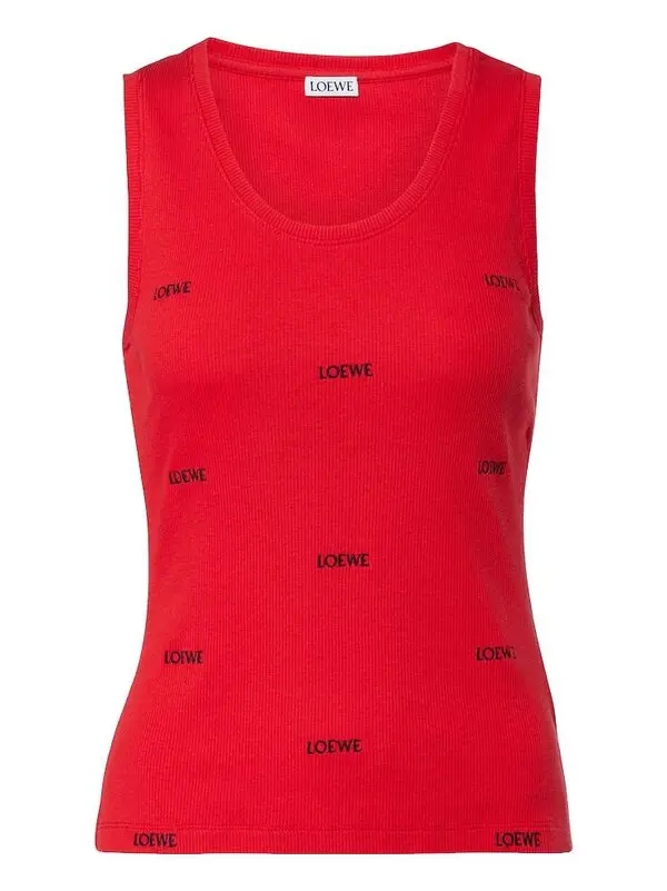 Loewe Logo Ribbed Cotton-blend Tank Top - Red