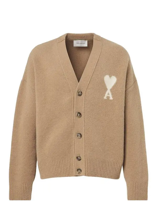 AMI Paris De Coeur Cardigan - Brown