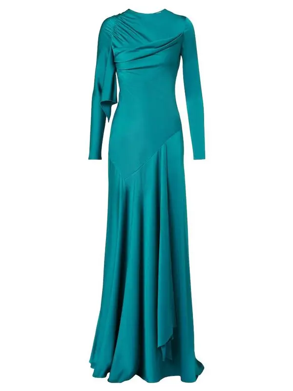 Alexander McQueen Draped Satin Gown - Blue