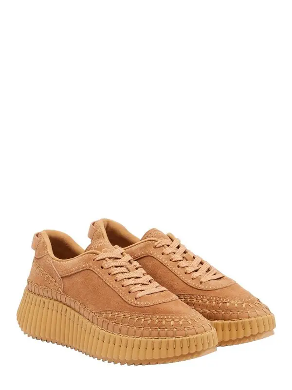 Chloé Nama Suede Platform Sneakers - Brown