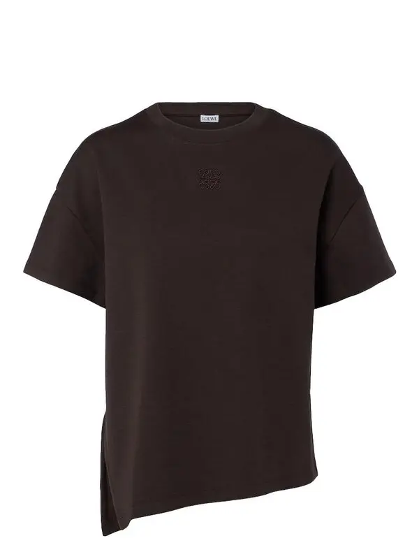 Loewe Anagram Asymmetrical Cotton-blend T-shirt - Brown