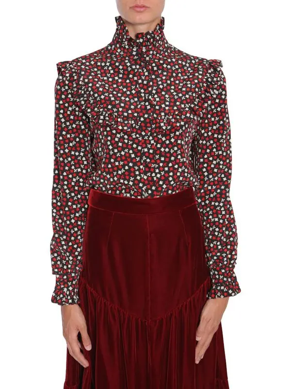 Saint Laurent Stand Up Collar" Blouse - Black