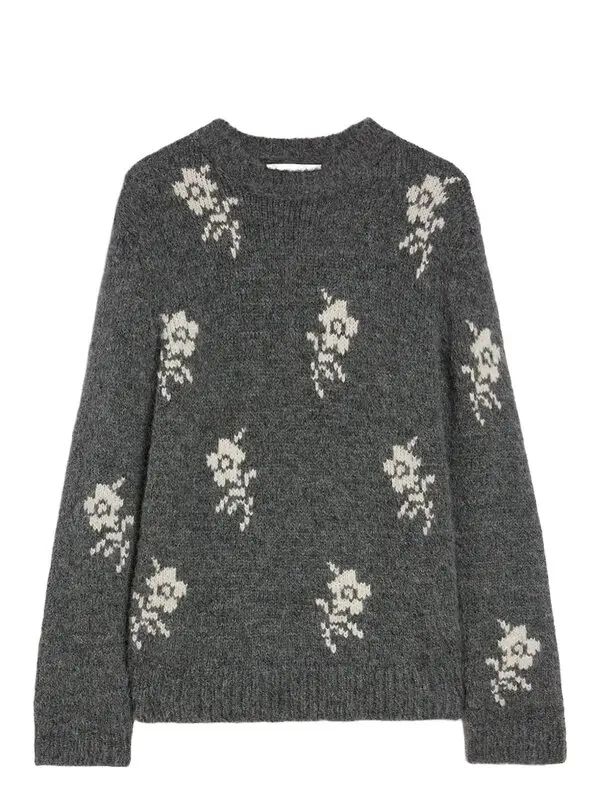JIL SANDER Floral Patterned Crew Neck Jumper - Grey