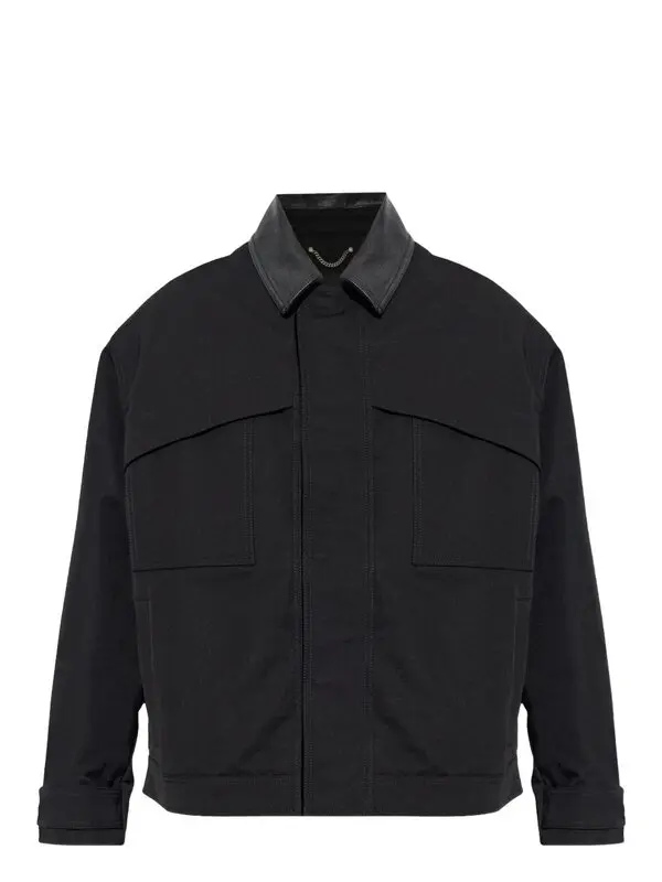 GOLDEN GOOSE Padded Jacket With Leather Collar - Black