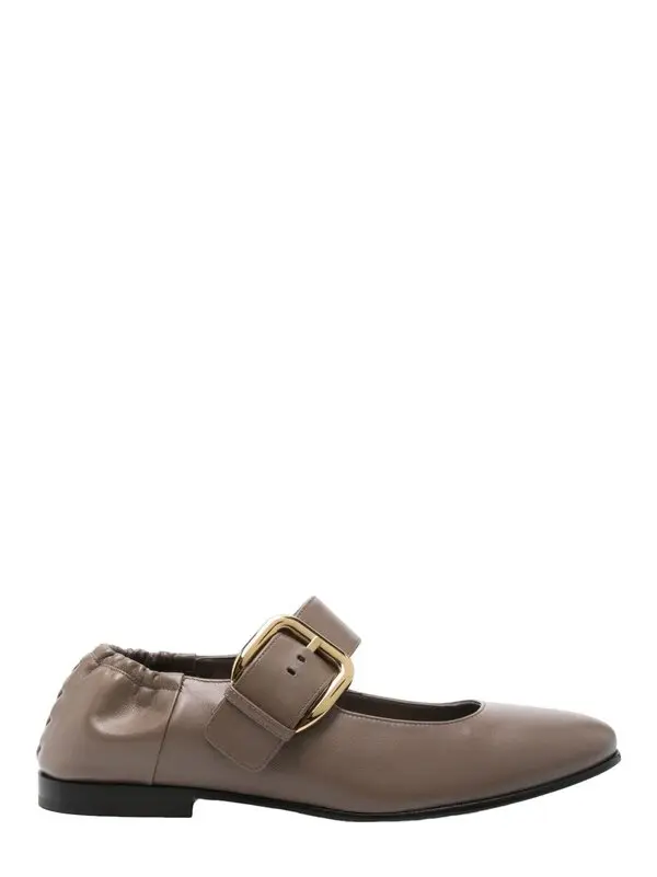 Bottega Veneta Astaire Buckled Leather Ballerinas - Brown