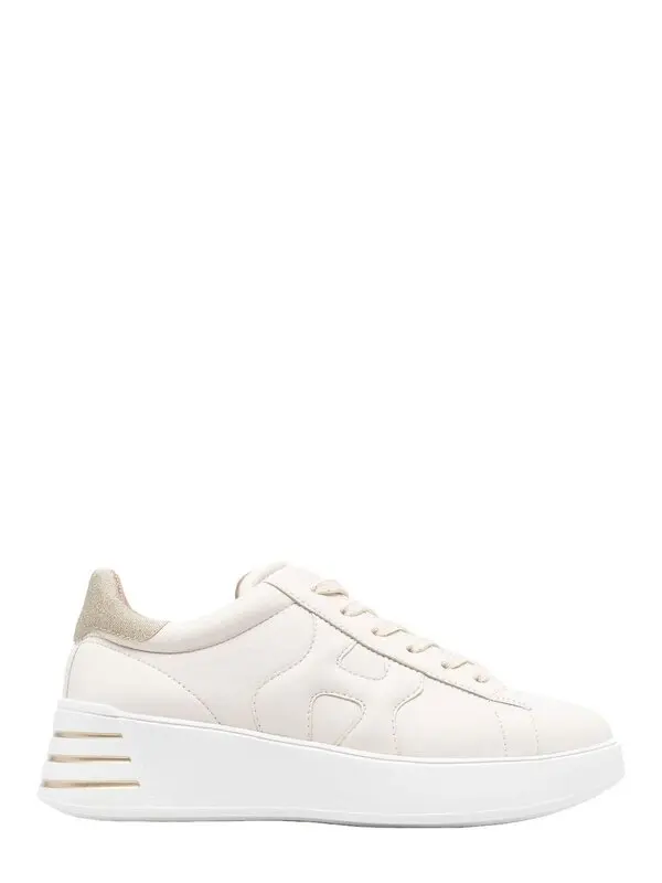 Hogan Rebel Leather Sneakers With Glitter Detailing - White