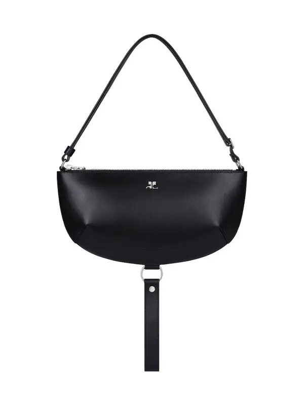 COURREGES Leather Half-moon Shoulder Bag - Black