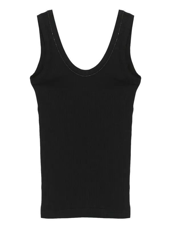 Brunello Cucinelli Ribbed Cotton Tank Top - Black