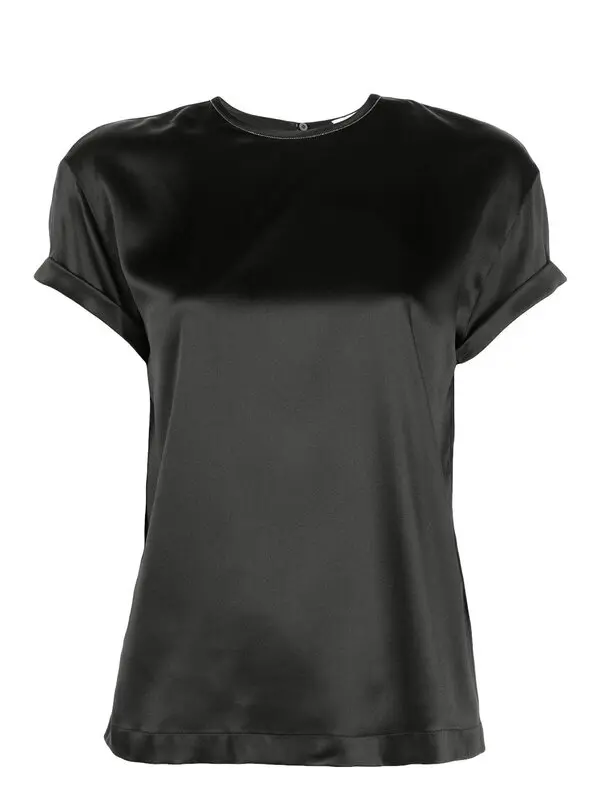 Brunello Cucinelli Silk Top With Keyhole Fastening - Black