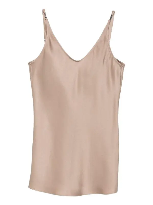 Brunello Cucinelli Silk V-neck Camisole - Brown