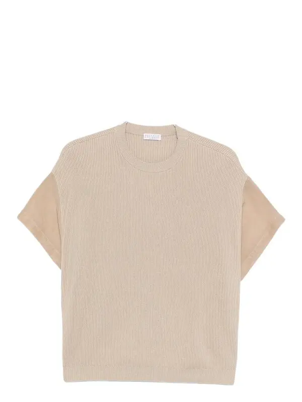 Brunello Cucinelli Ribbed Knit T-shirt - Beige