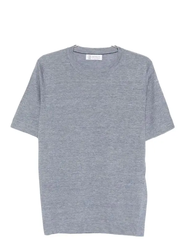 Brunello Cucinelli Fine Knit Linen Blend Sweater - Sky Blue