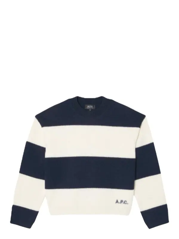A.p.c. Penny Striped Crewneck Sweater - Blue