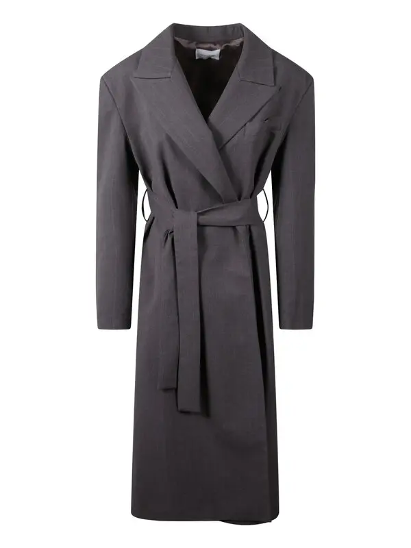THE NINA STUDIO Belted Trench Coat - Grey