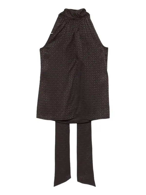 Gucci Silk Halterneck Top With Allover Pattern - Brown
