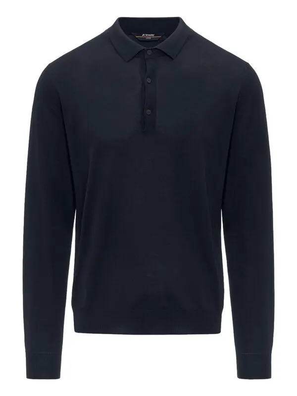 K-WAY Rey Merino Wool Blend Polo Sweater - Blue