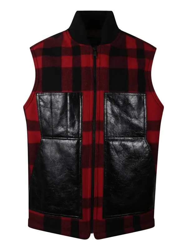 Junya Watanabe Mackinaw Wool And Leather Vest - Multi