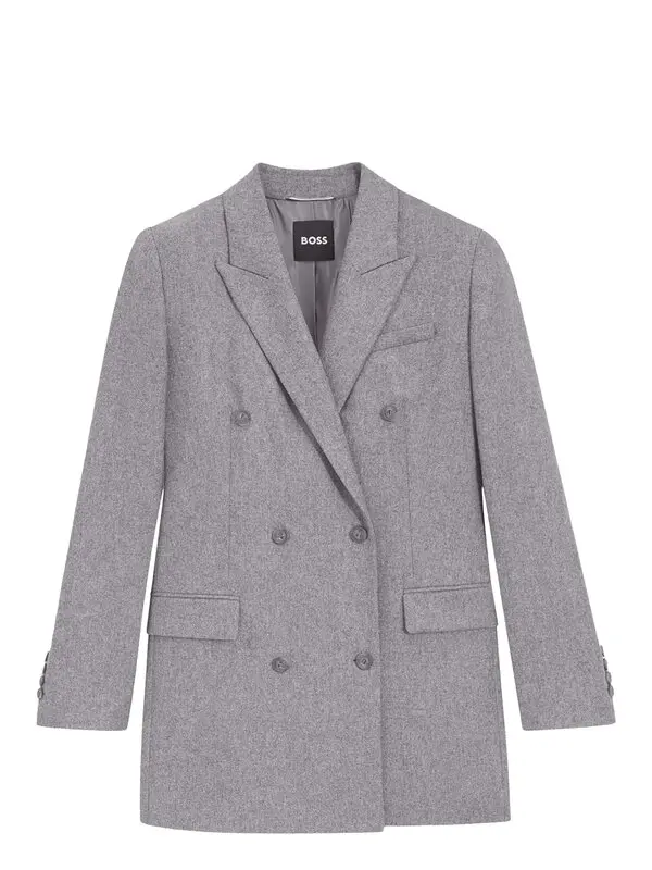 BOSS Double-breasted Blazer With Notched Lapels - Grey