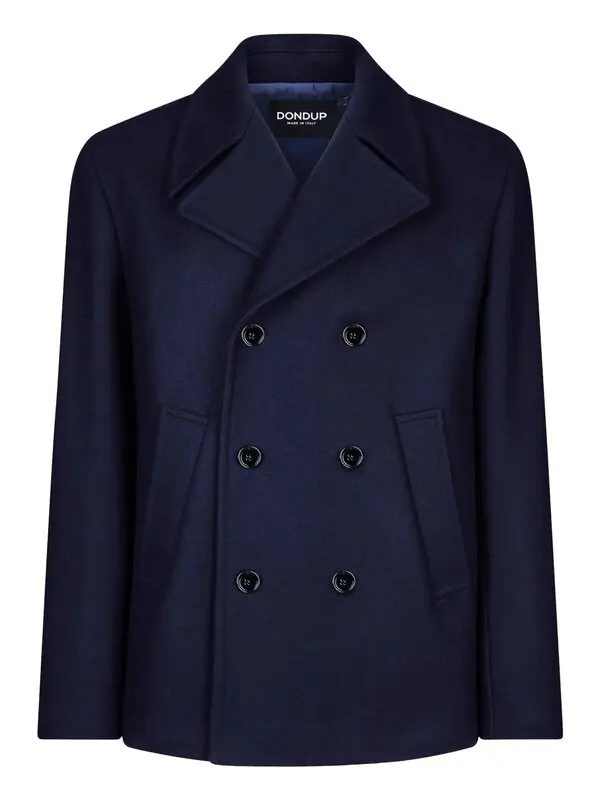 DONDUP Double Breasted Notched Lapel Jacket - Blue