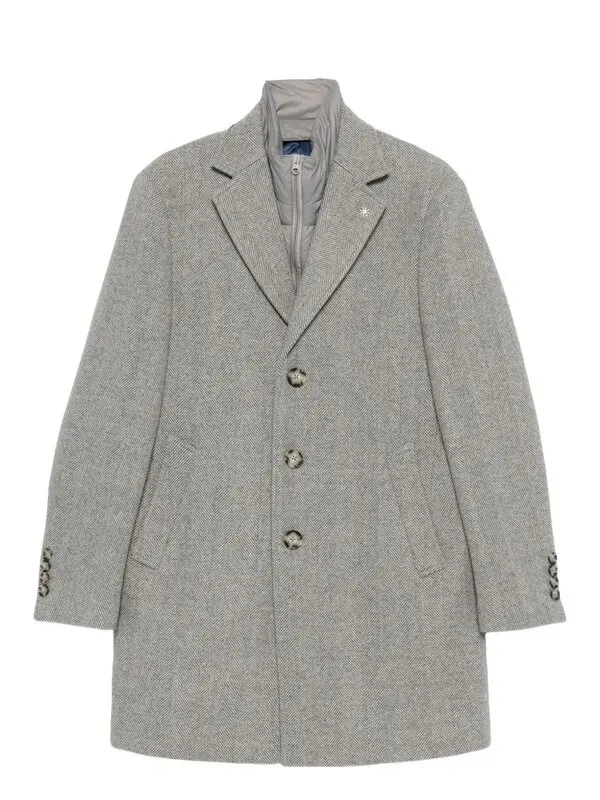 MANUEL RITZ Wool Coat With Herringbone Pattern - Grey