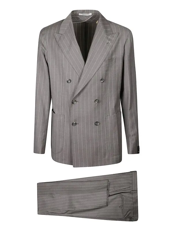 Tagliatore Montecarlo Double-breasted Pinstripe Jacket - Grey