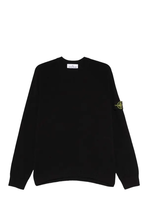 Stone Island Cotton Crewneck Sweater With Detachable Badge - Blue