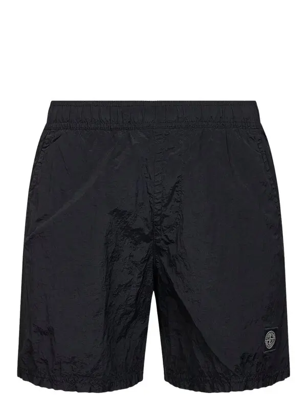 Stone Island Logo Swim Shorts - Black
