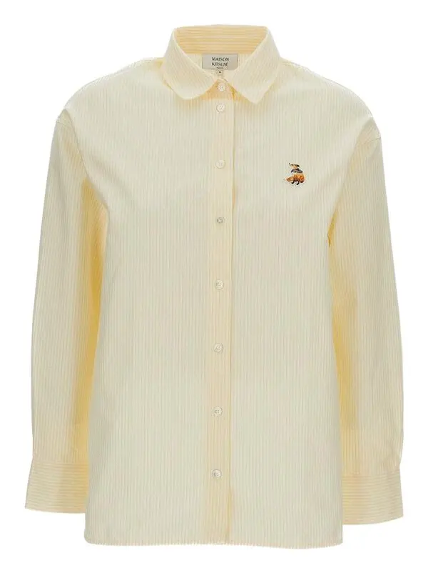Maison Kitsuné Dreaming Fox Striped Button-up Shirt - Yellow