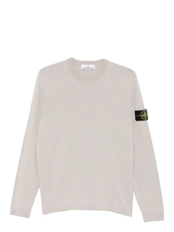 Stone Island Cotton Crewneck Sweater With Logo Patch - Grey