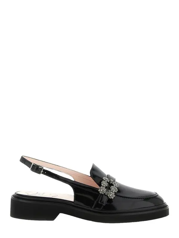 ROGER VIVIER Viv Rangers Embellished Leather Loafers - Black