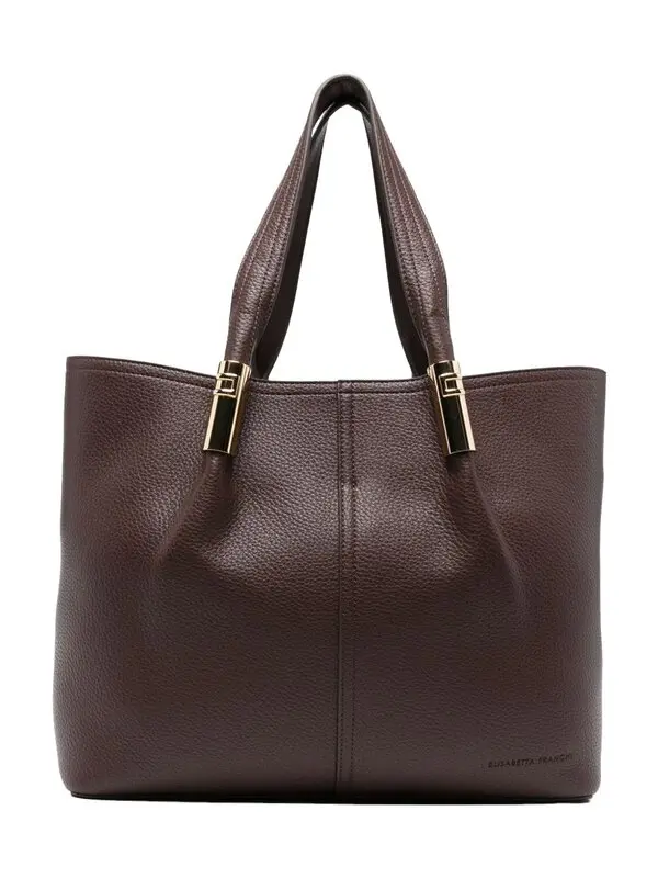 Elisabetta Franchi Textured Leather Tote Bag - Brown