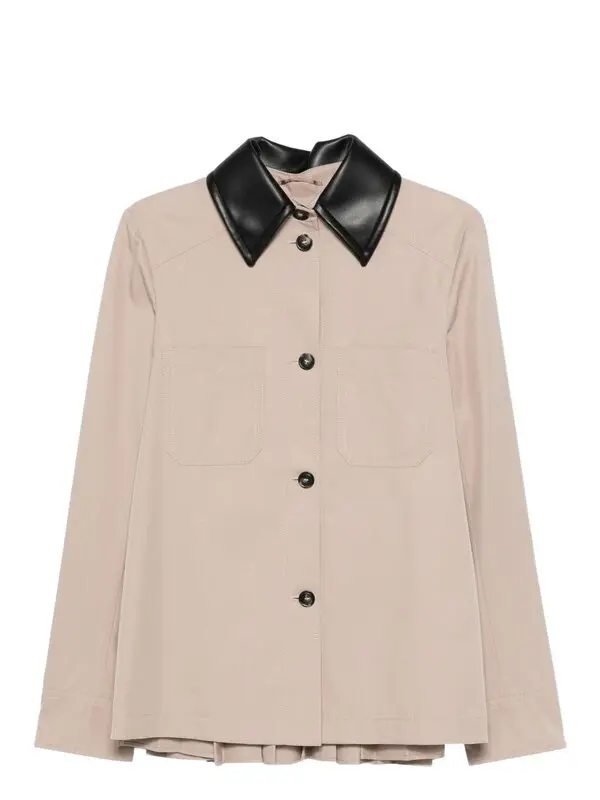 Sportmax Cotton Blend Trench Coat With Contrasting Collar And Pleated Back - Beige